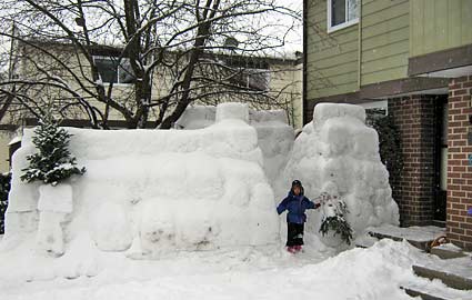 Neat snow fort...too bad he had to tear it down