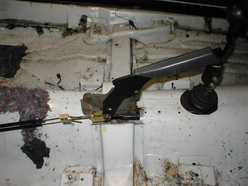 converting a emergency foot brake to a hand operated e brake,