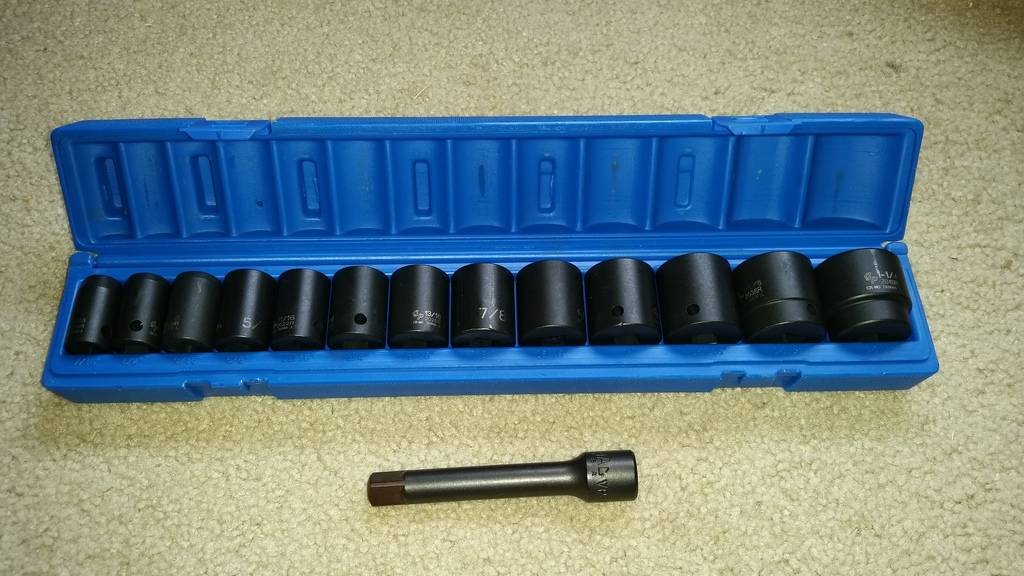 GP Tools 1/2" DRIVE 6 PT FRACTIONAL IMPACT SOCKET SET - new
